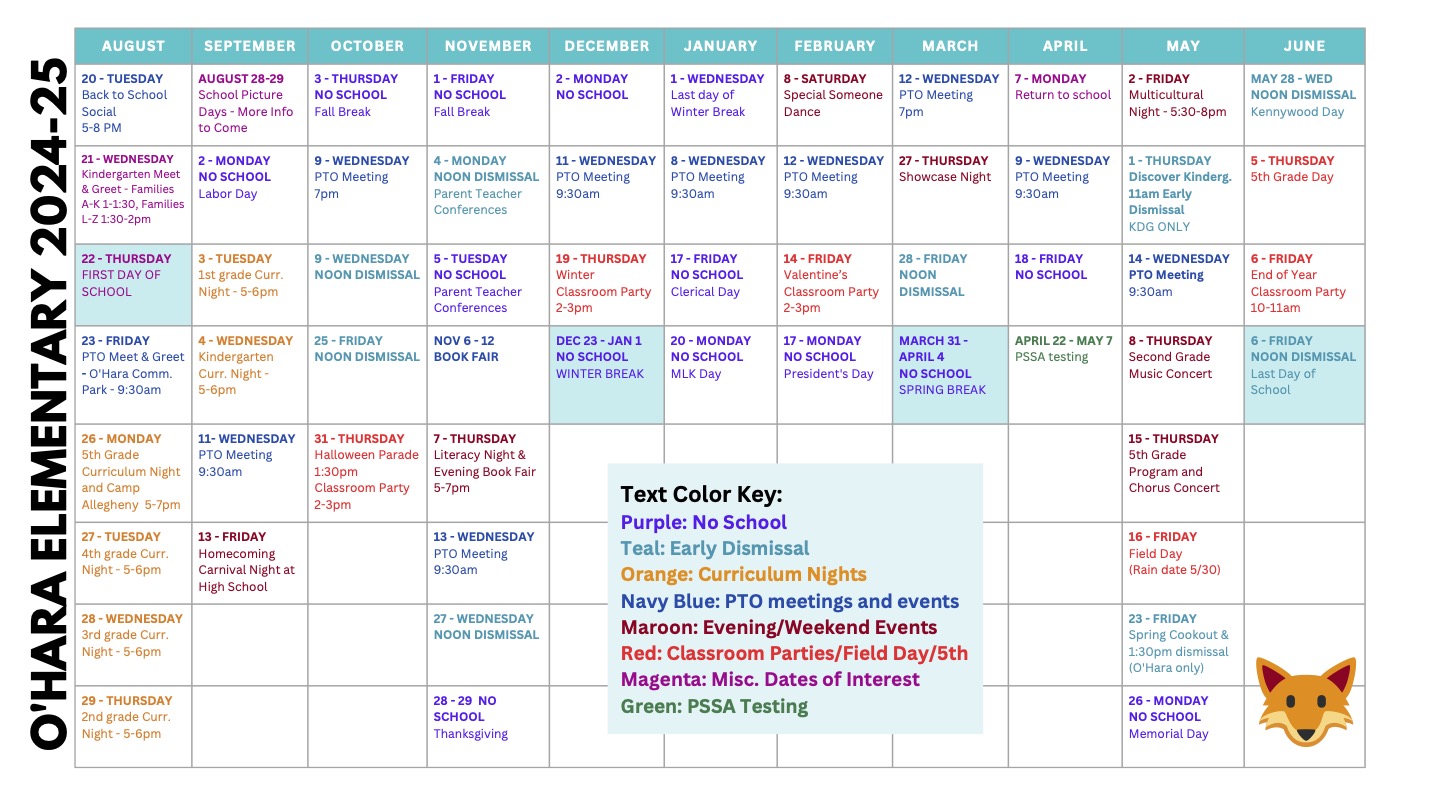 Calendar – O'Hara Elementary PTO